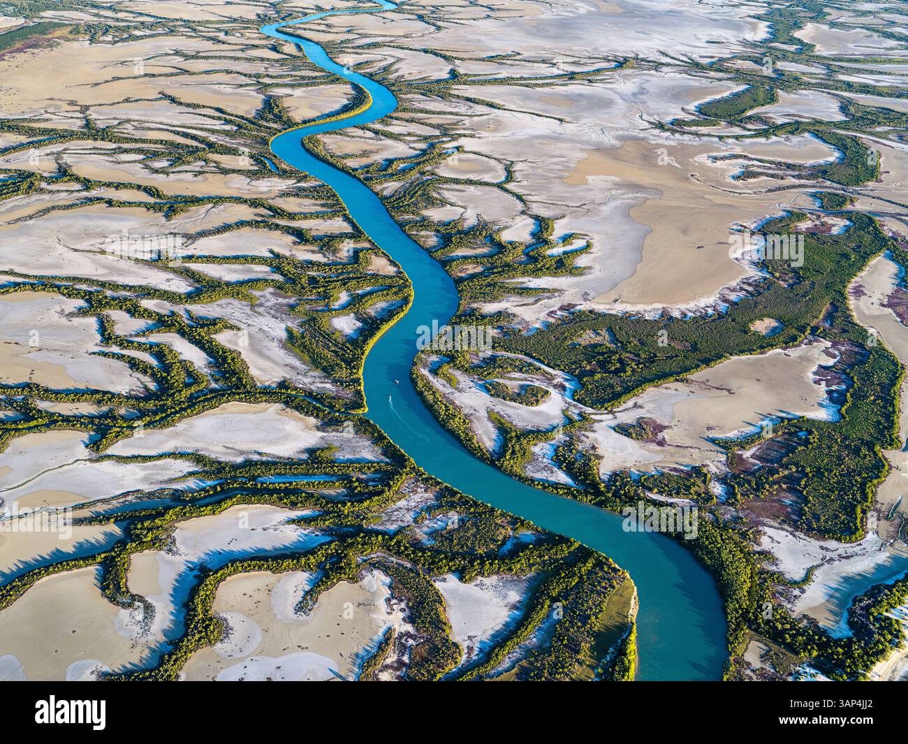 Aerial view of serpentine river network in Accident Inlet, Gulf of ...