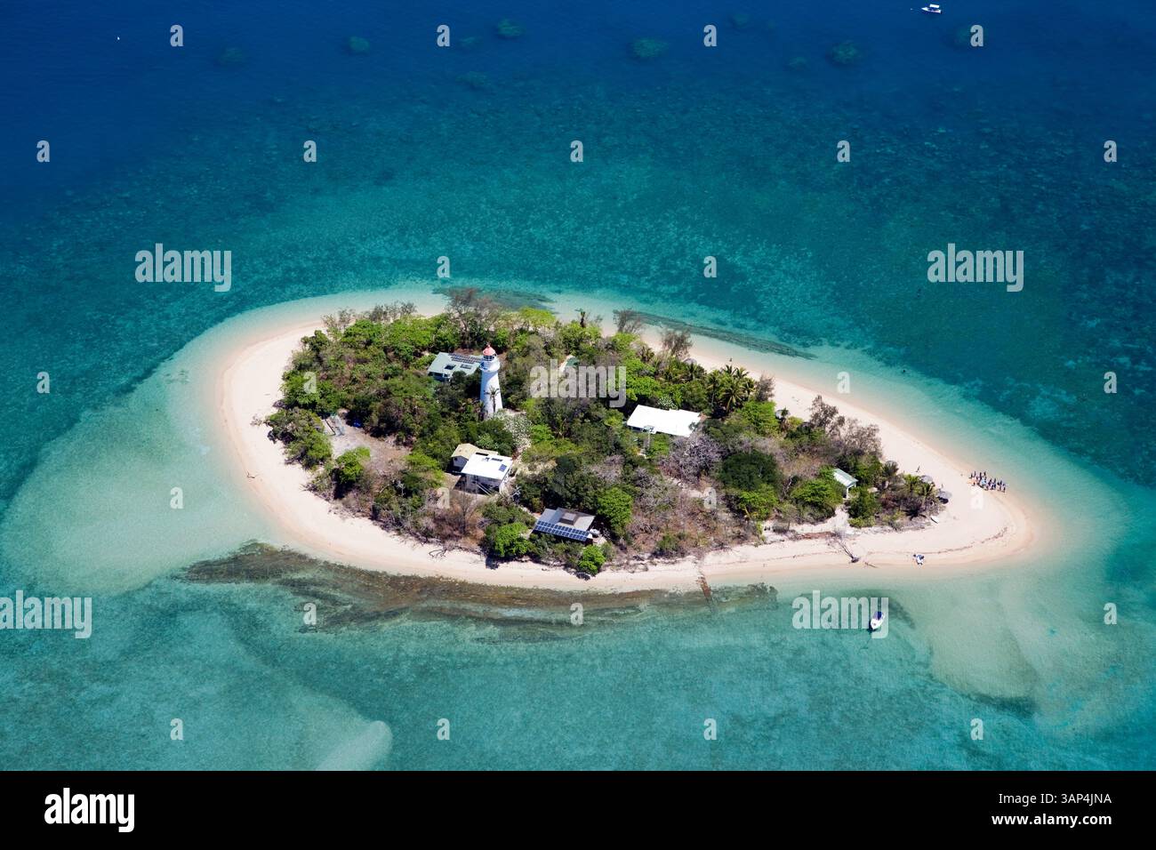 Aerial view of secluded paradise with clear water and sandy beaches ...