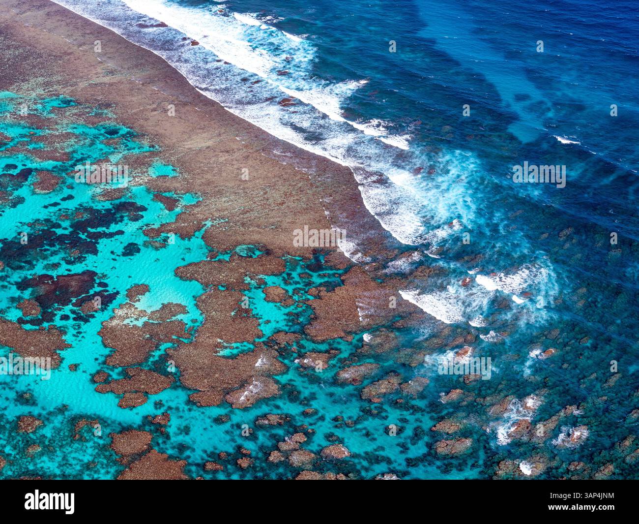 Aerial view of Ningaloo Reef, fringing reef, Lyndon, Western Australia ...