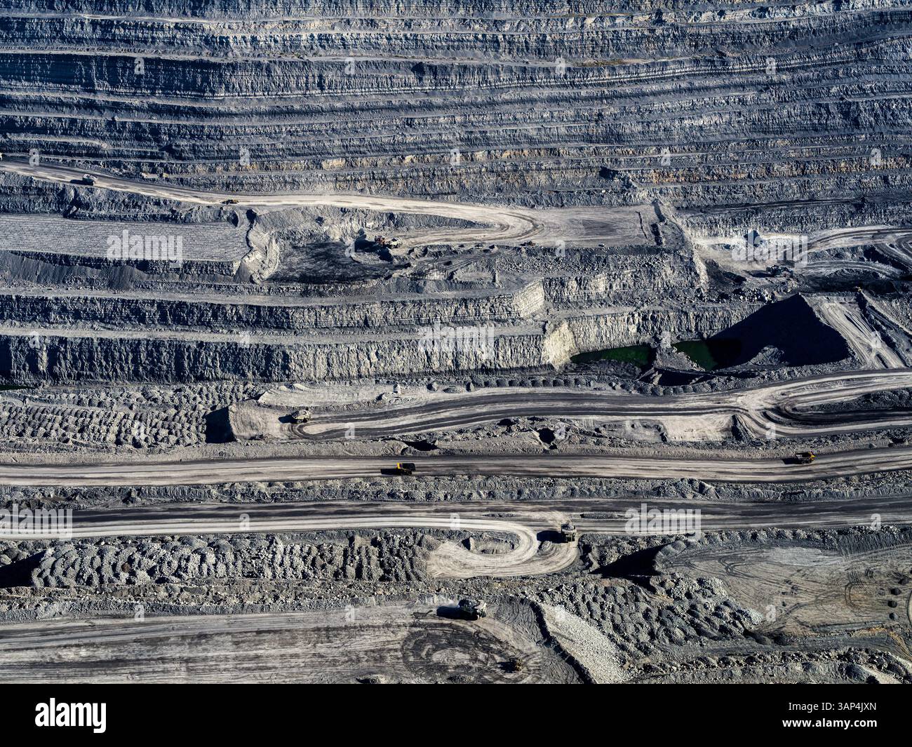 Aerial view of open cut coal mining in Hunter Valley, New South Wales ...