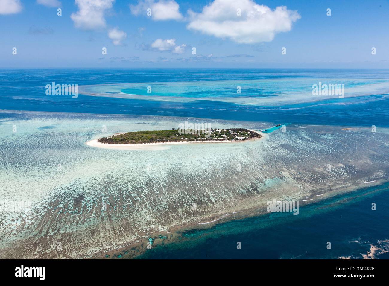 Aerial view of tranquil Dunk Island, Great Barrier Reef, Queensland ...