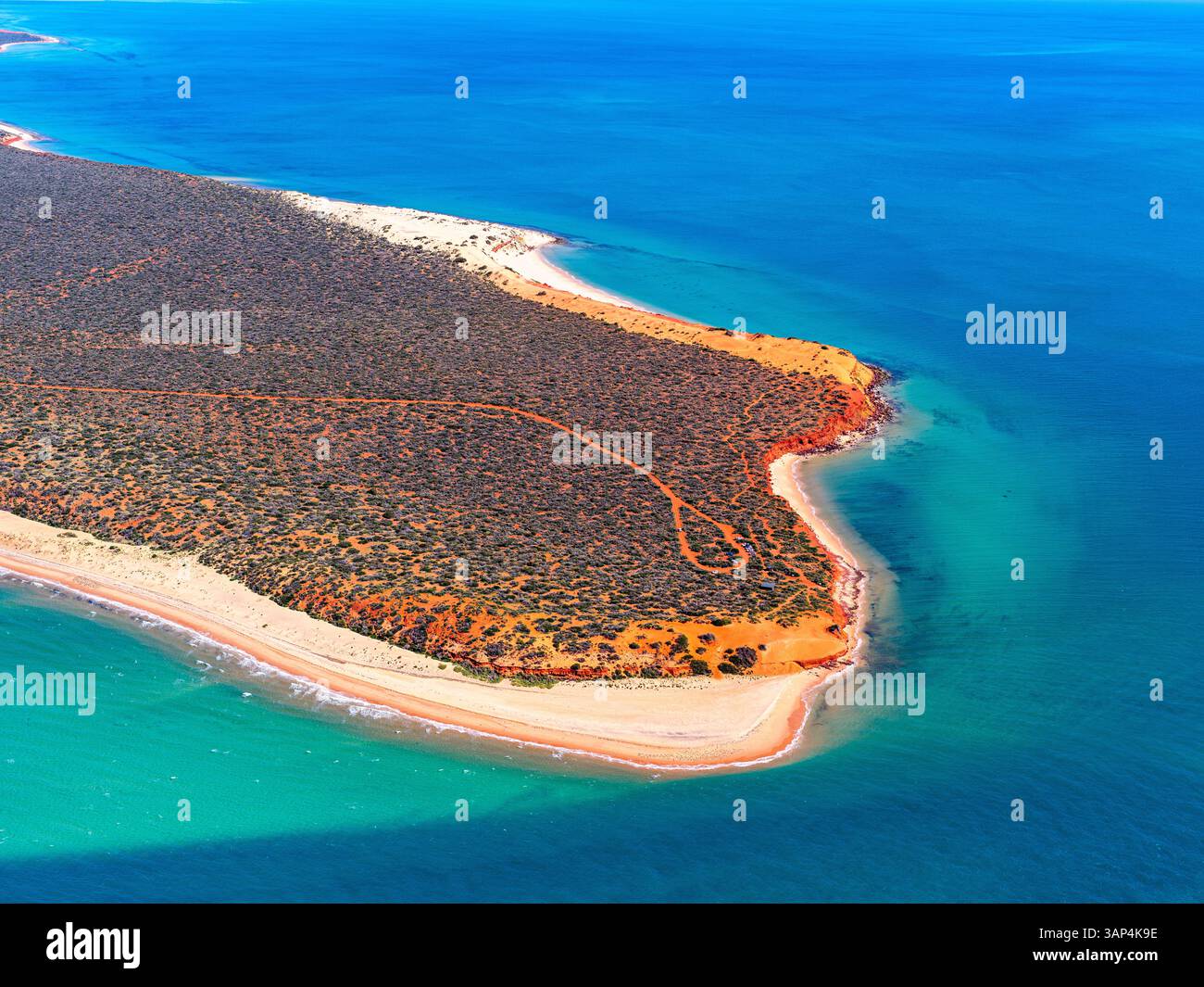Aerial view of Cape Peron and pristine coastline with clear water ...