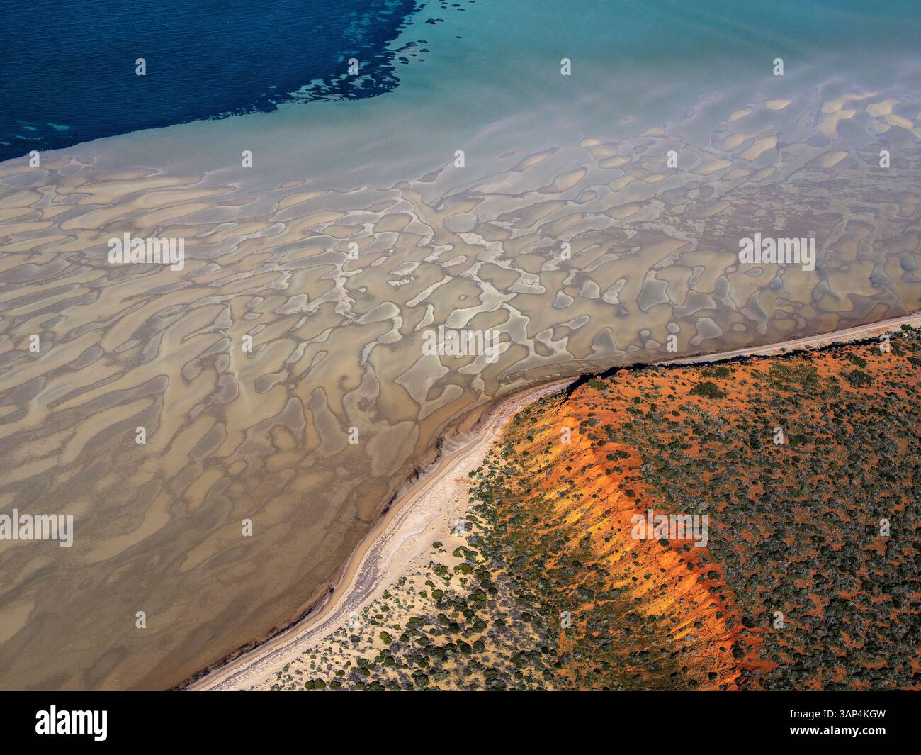 Aerial view of remote and breathtaking Shark Bay, world heritage area ...