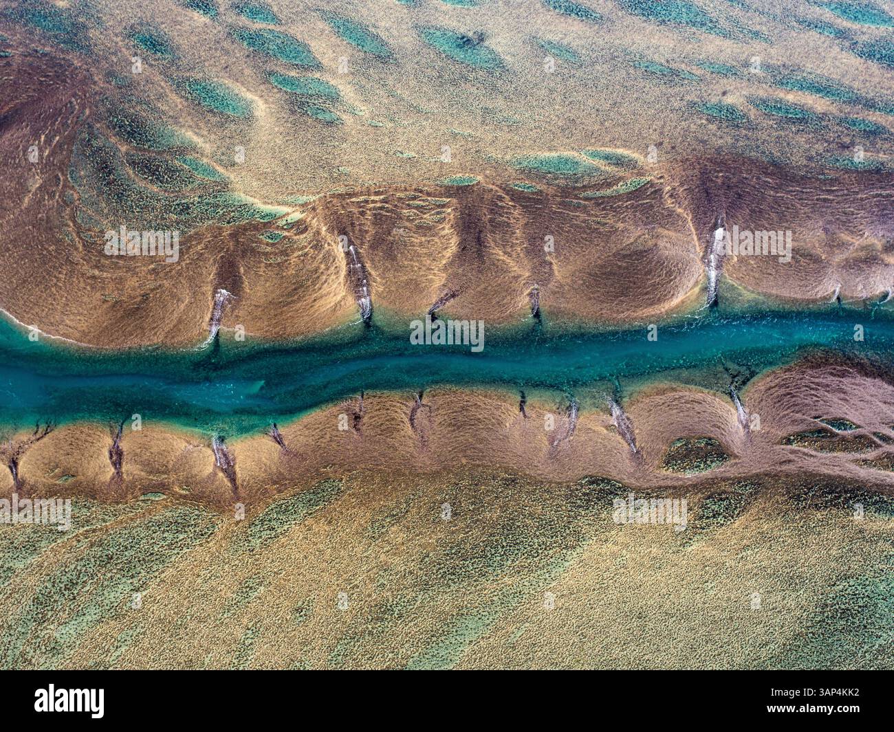 Aerial view of Montgomery Reef with vibrant marine ecosystem, The ...