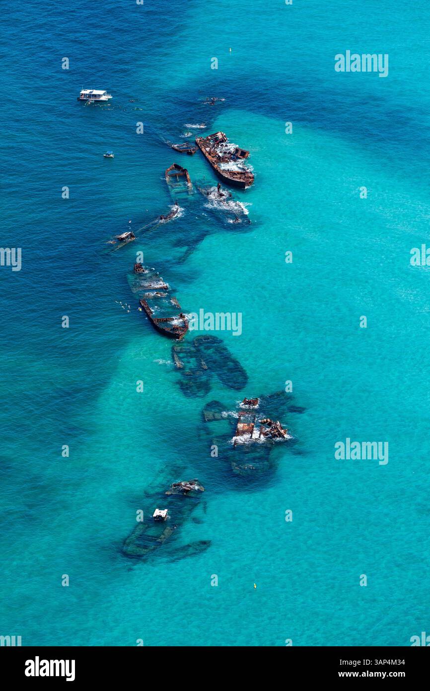 Birds eye view tangalooma shipwrecks hi-res stock photography and ...