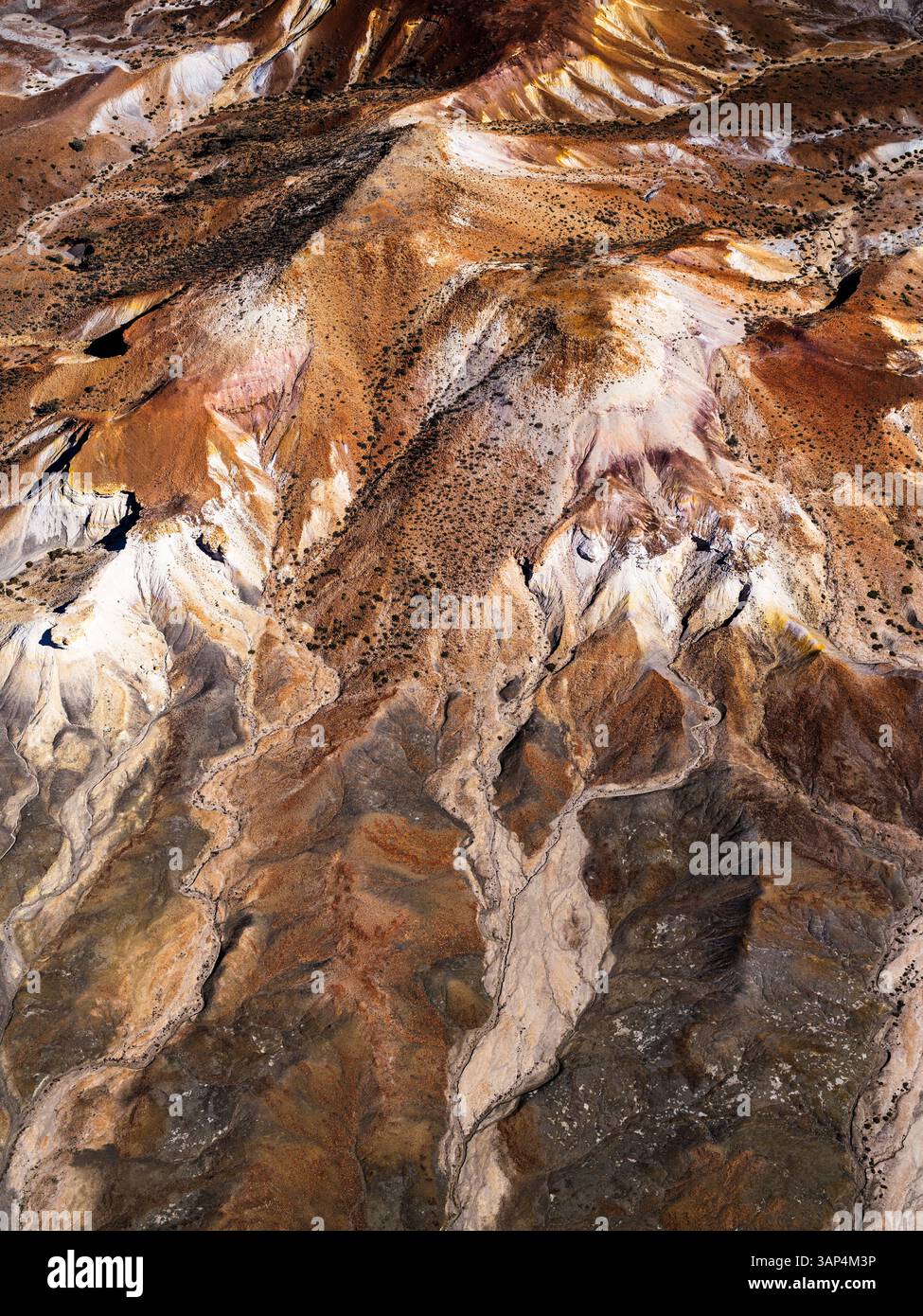 Aerial view of colorful Painted Desert and rugged Arckaringa hills ...