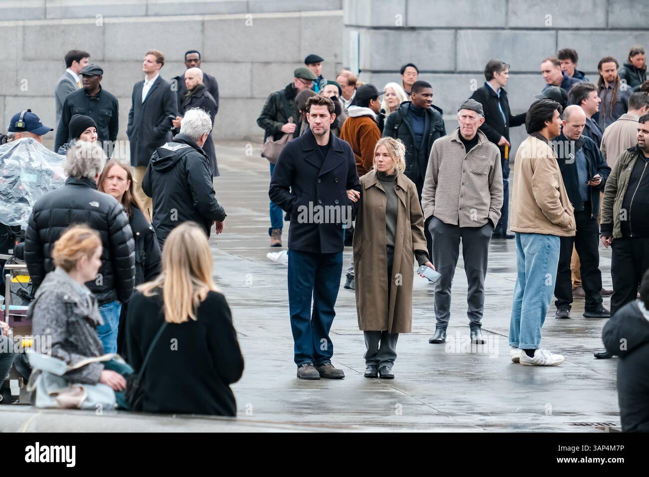 London, UK. 15th April, 2025. Actors Sienna Miller and John Krasinski ...