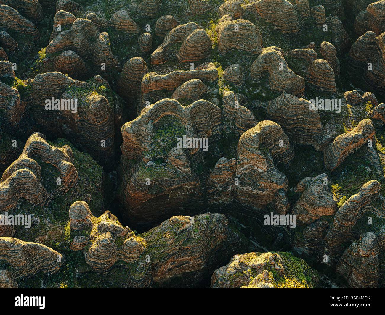 Aerial view of unique rock formations and breathtaking landscape ...