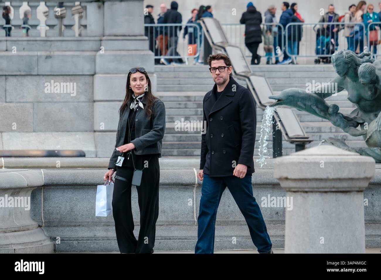 London, UK. 15th April, 2025. Actors Sienna Miller and John Krasinski ...