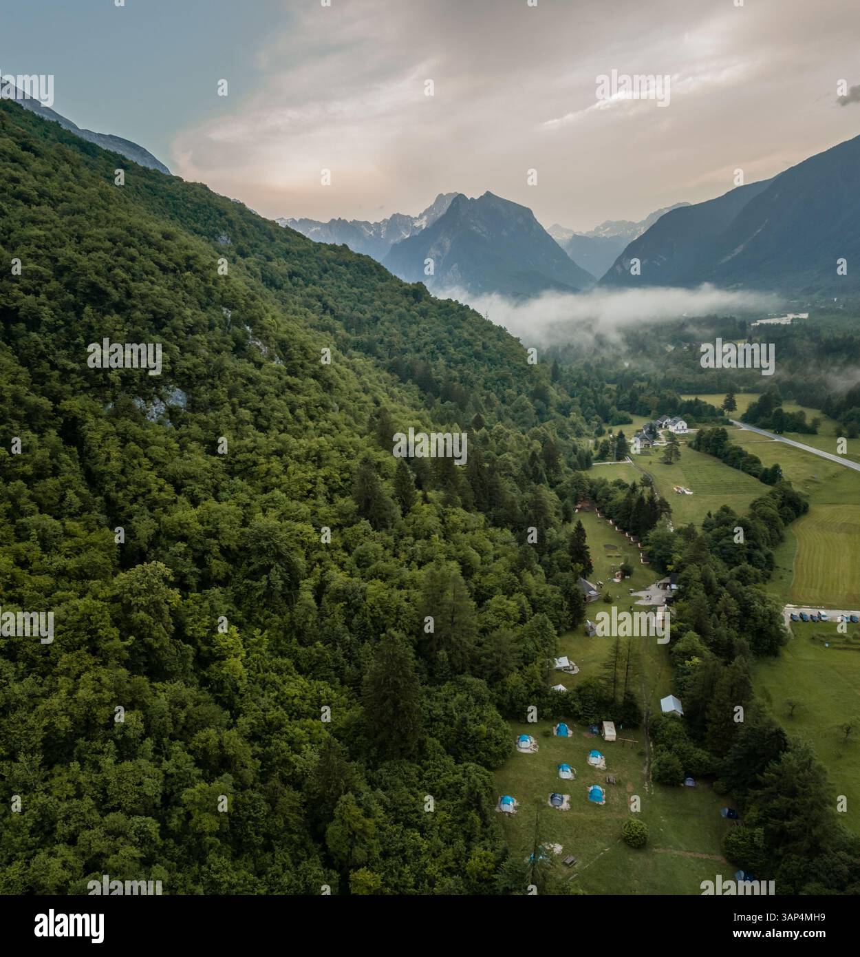 Aerial view of Soca river valley and road in Slovenia Stock Photo - Alamy
