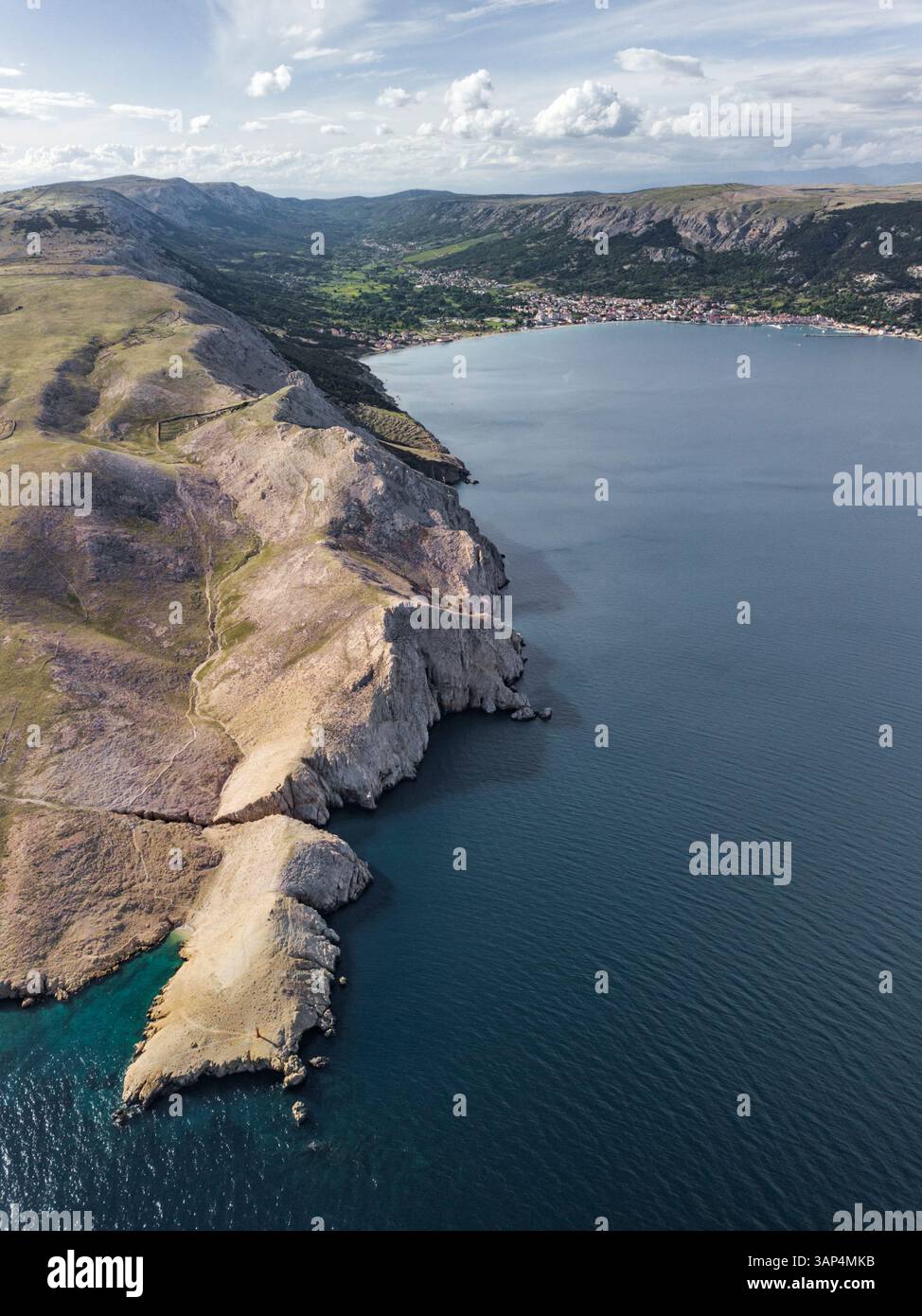 Aerial view of Coki Baska Island coastline, Baska, Croatia Stock Photo ...