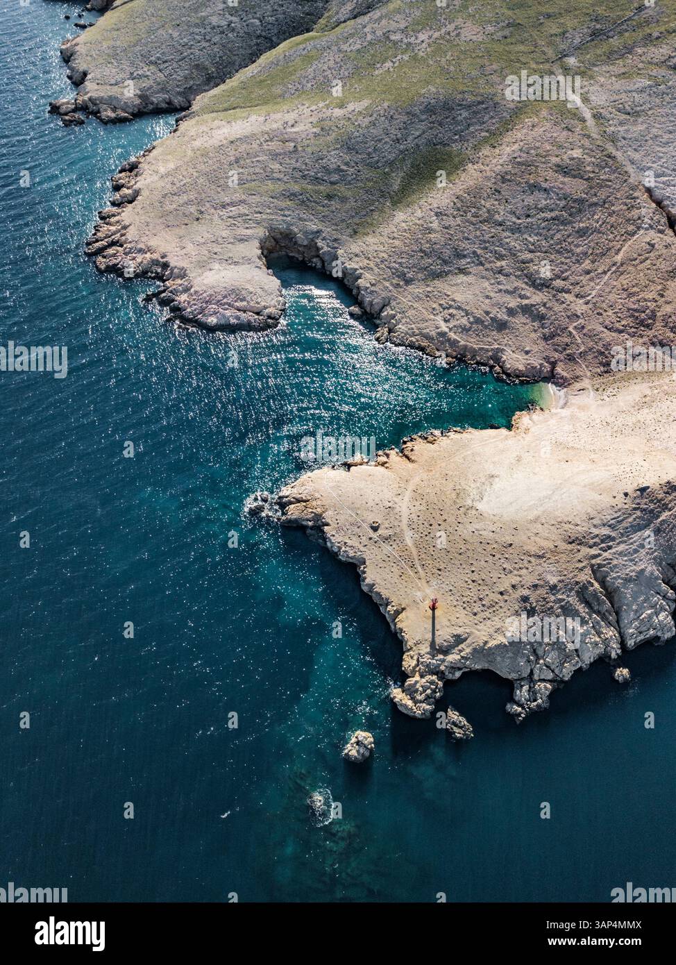 Aerial view of Coki Baska Island's beautiful coastline, Croatia Stock ...