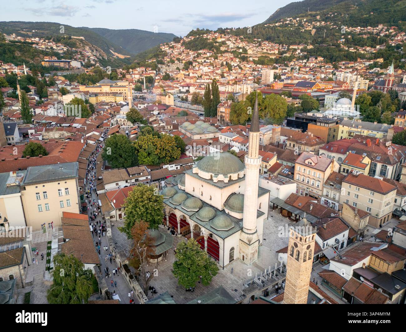 Aerial View Of The Historic Bascarsija Neighborhood With The Iconic