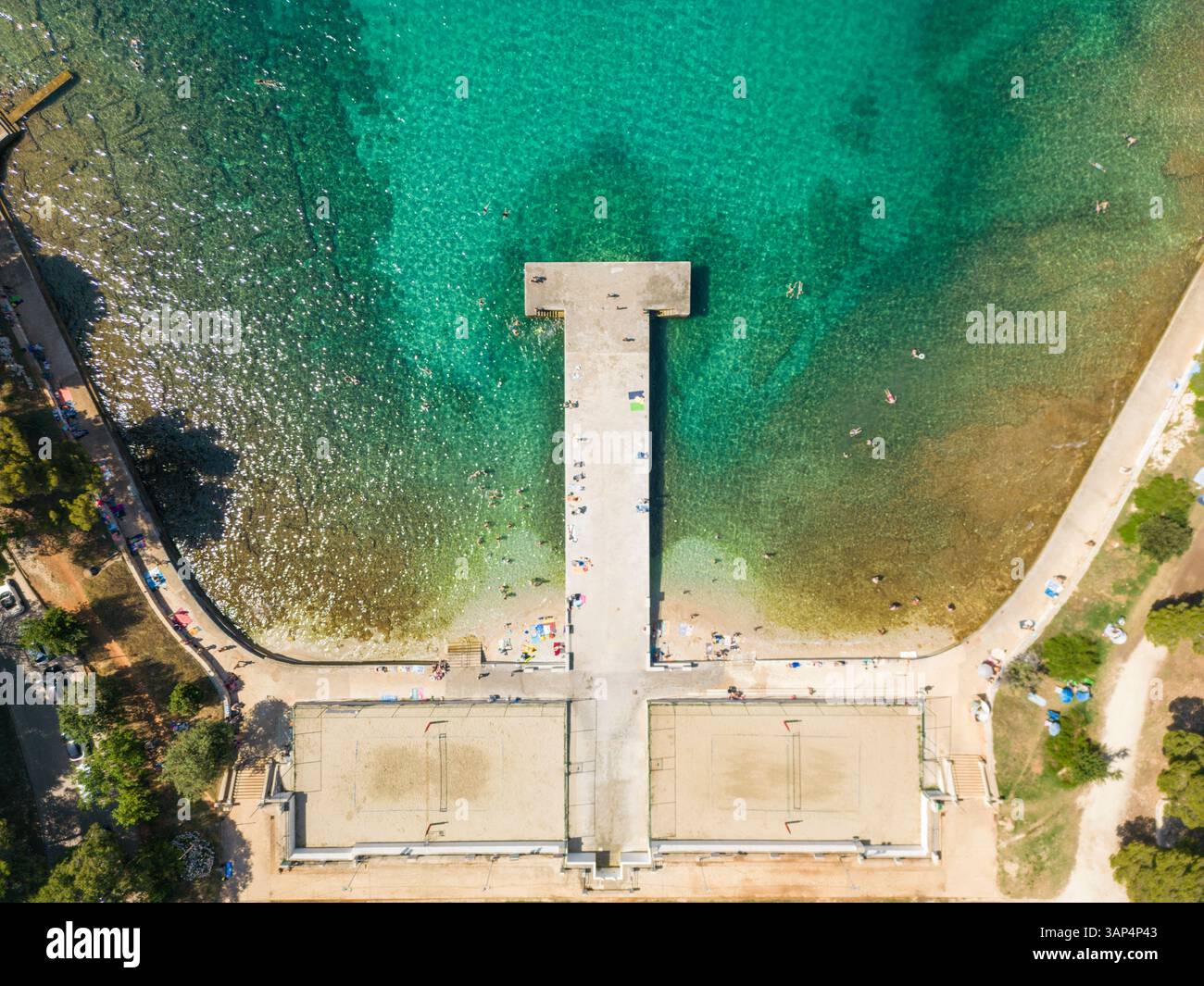 Aerial view of Uvala Zelenika, a small bay with beach, Pula, Istria ...