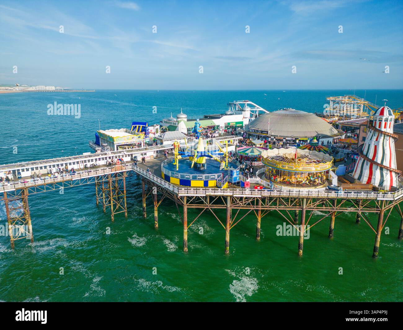 Brighton, UK - 07 May 2023: Aerial view of Brighton Palace Pier along ...