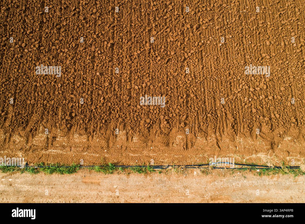 Aerial view of Soil in an agricultural field, Polignano a Mare, Italy ...