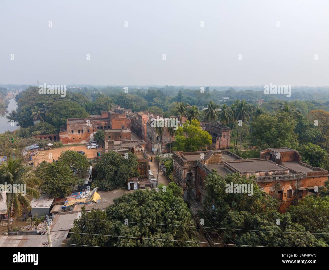 Drone Shot of Historic Panam Nagar Street and Colonial Buildings in ...