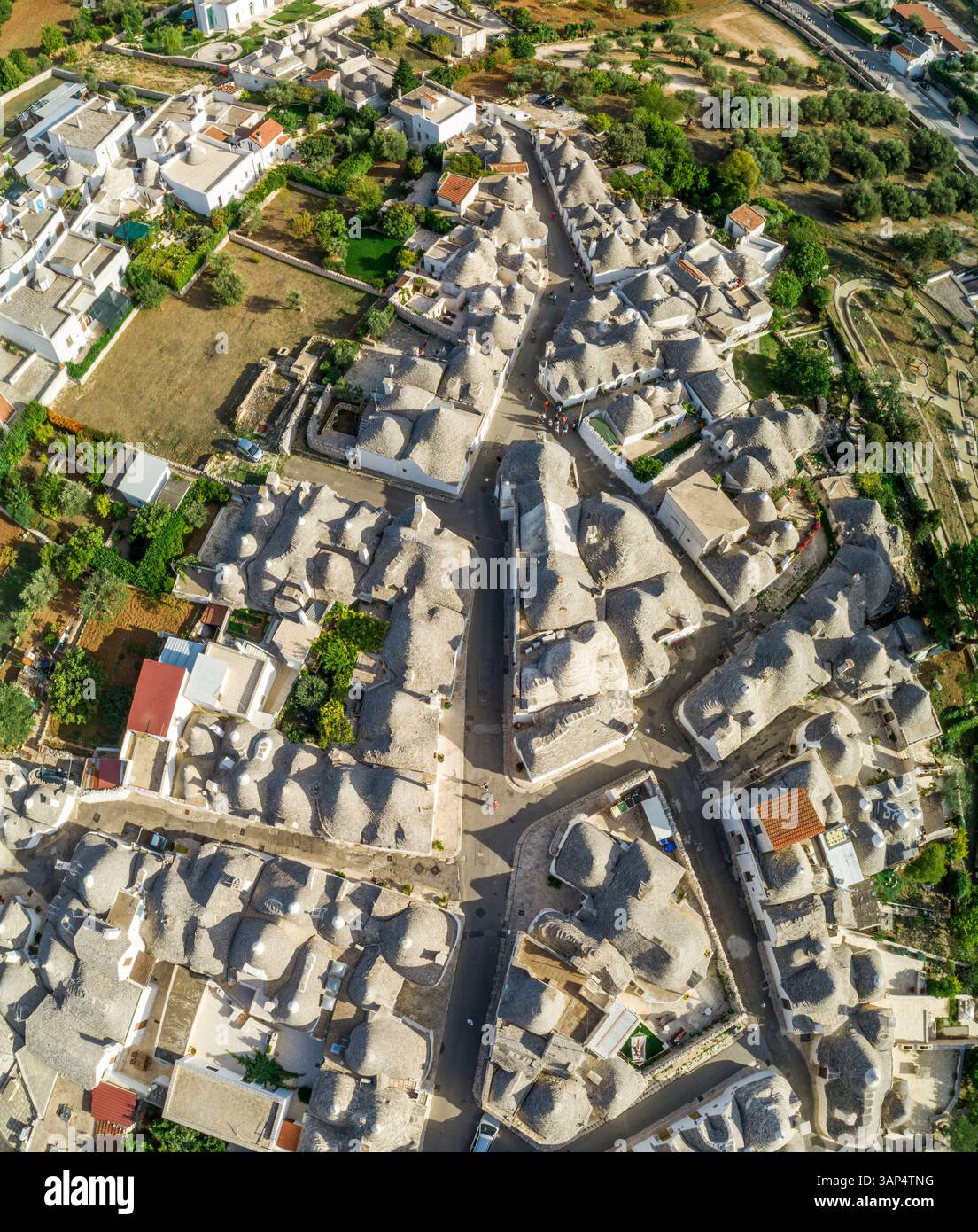 Aerial view of Alberobello with Trulli, a traditional architecture ...