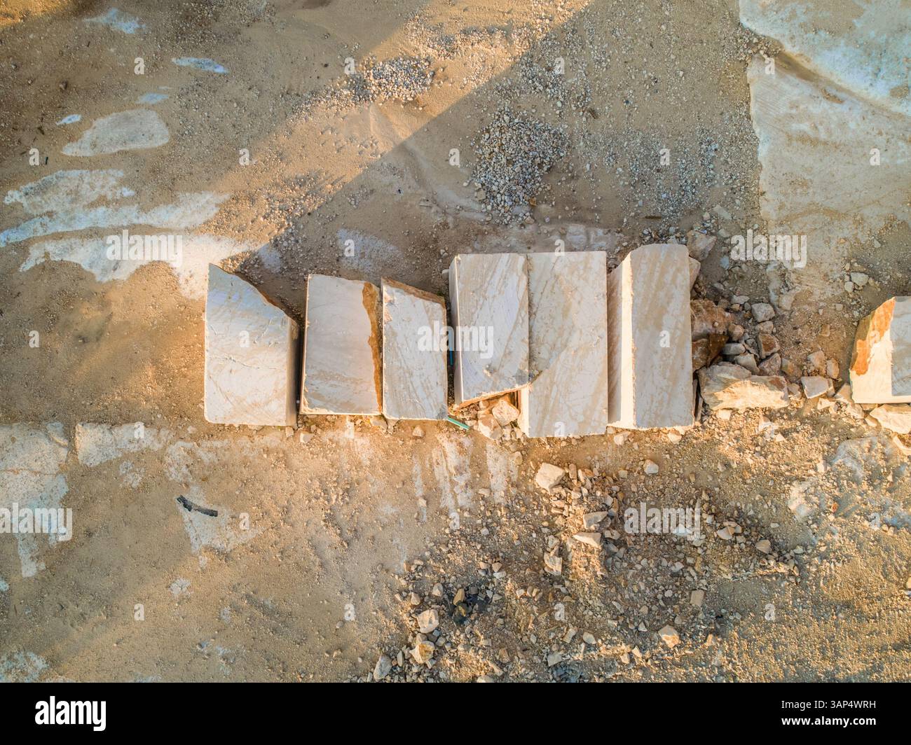 Aerial abstract view of Brac stone bricks in quarry, Brac island ...