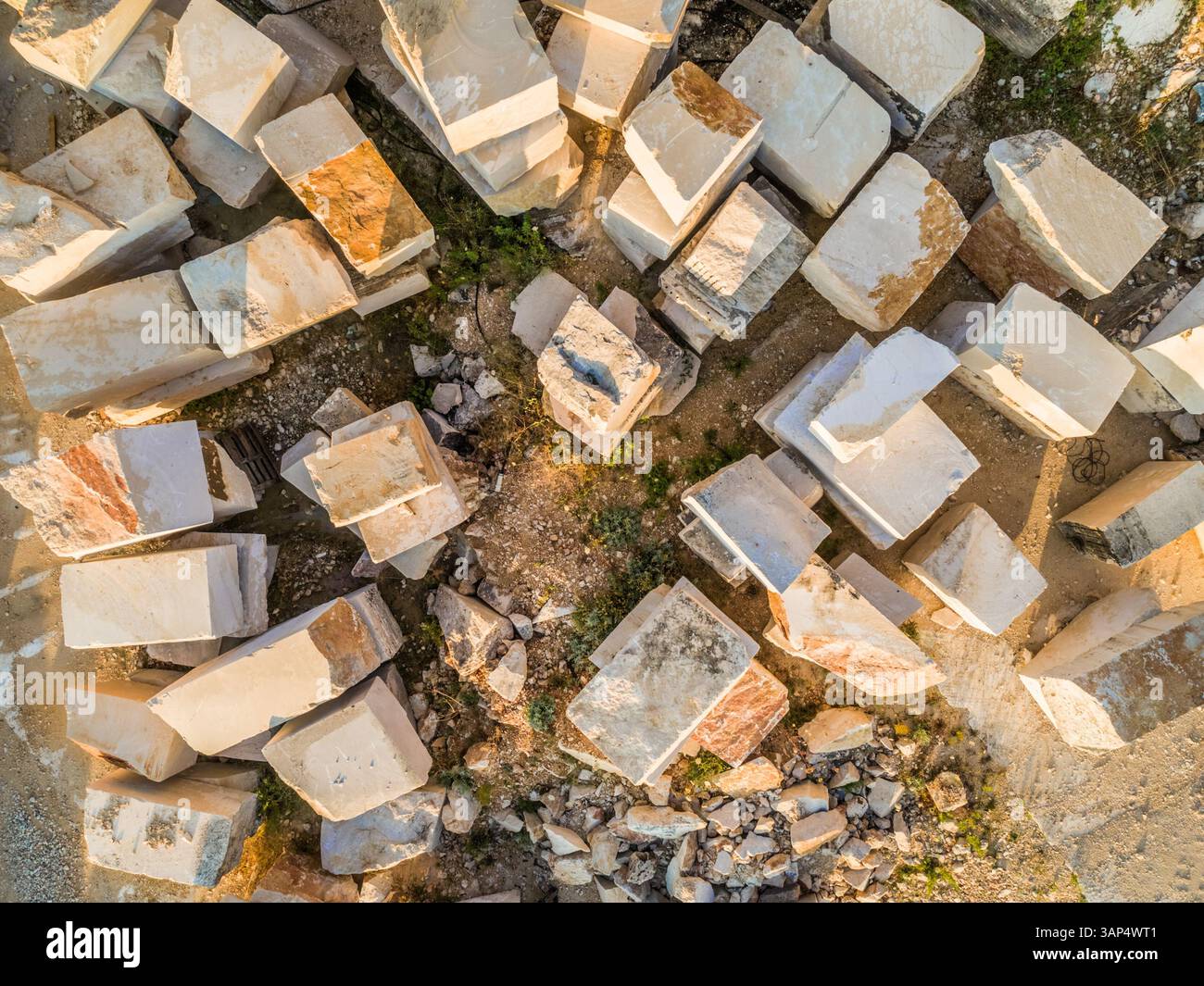 Aerial abstract view of Brac stone bricks in quarry, Brac island ...