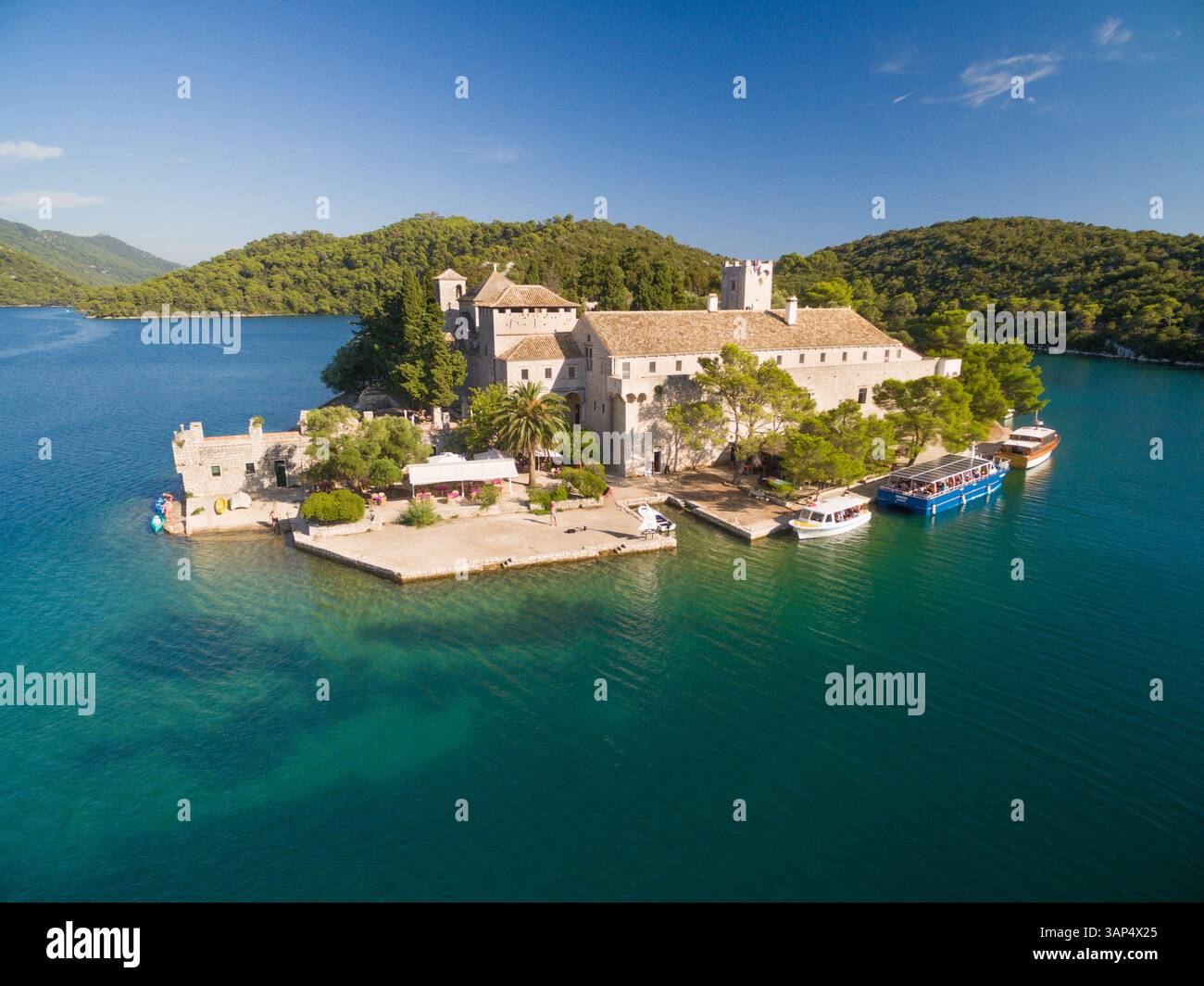 Aerial view of Monastery of Saint Mary on Mljet island, Croatia Stock ...