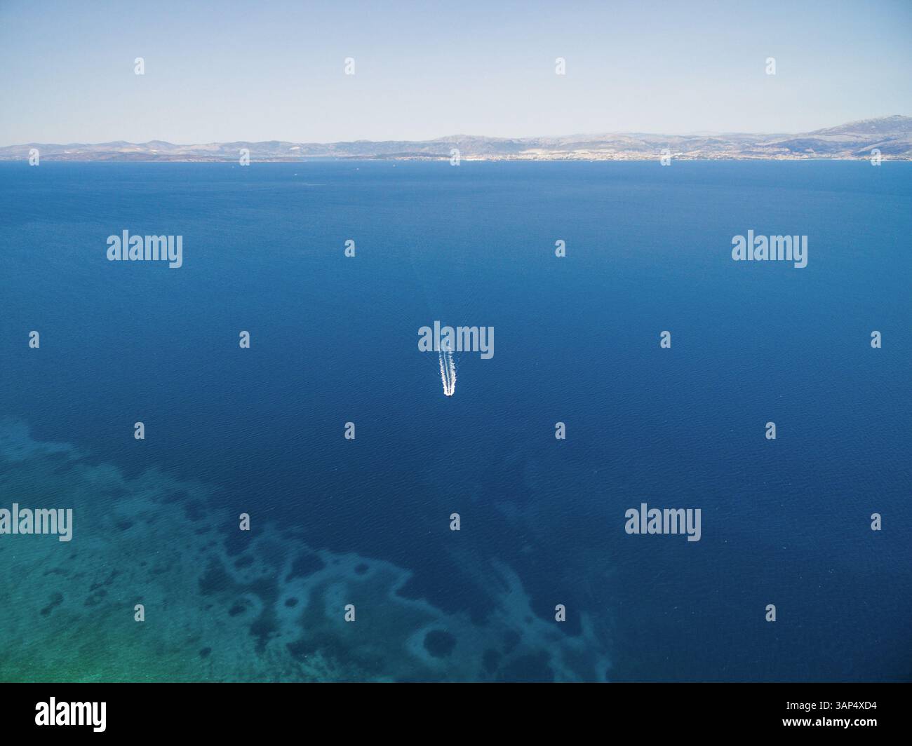 Aerial view of boat at open Adriatic sea Stock Photo - Alamy