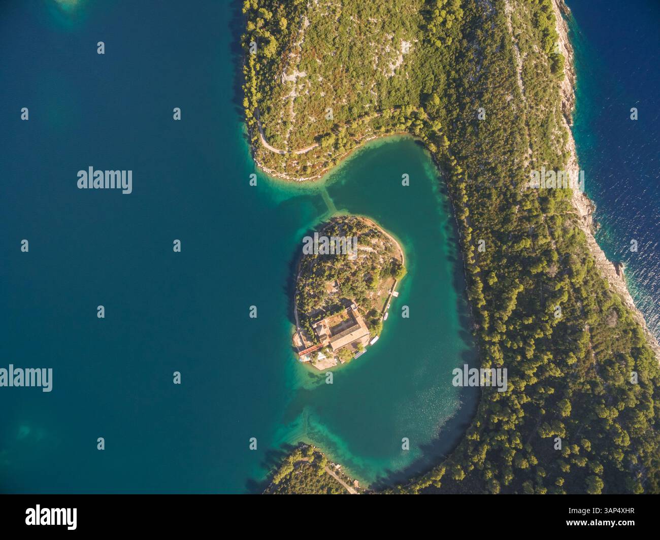 Aerial view of Monastery of Saint Mary on Mljet island, Croatia Stock ...