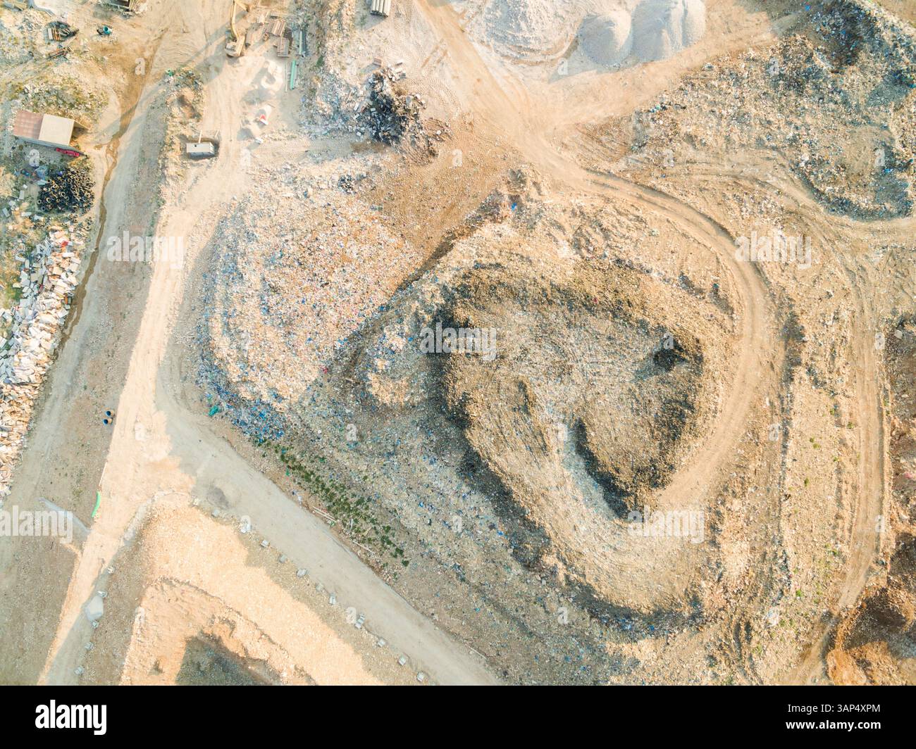 Aerial view of plastic bags in landfill on island of Pag, Croatia Stock ...