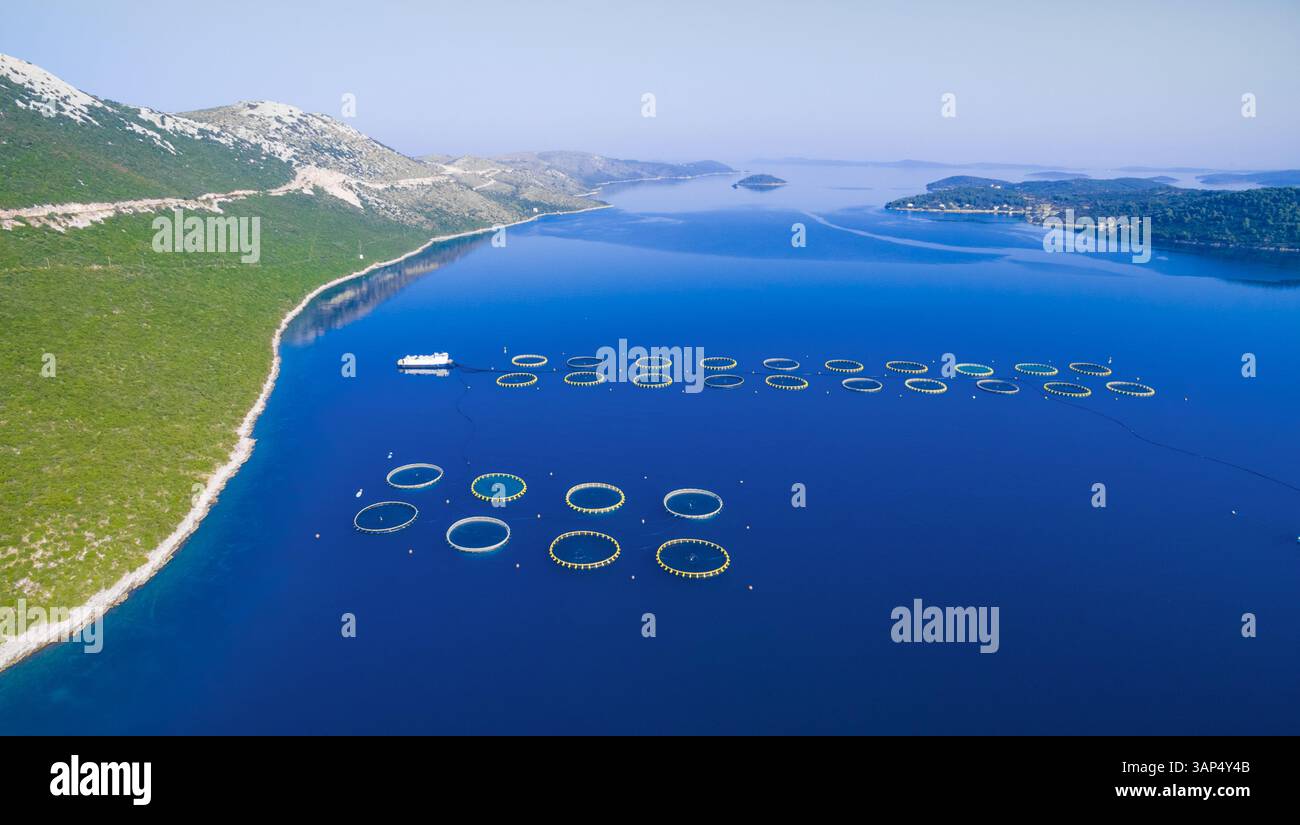 Aerial view of fish farming in Dugi Otok in Croatia Stock Photo - Alamy
