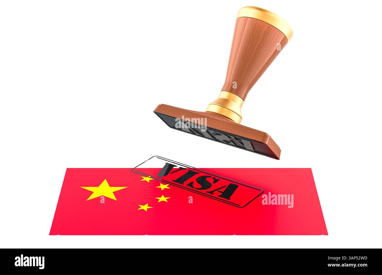 Chinese Visa Approved with Rubber Stamp and Chinese flag, 3D rendering ...