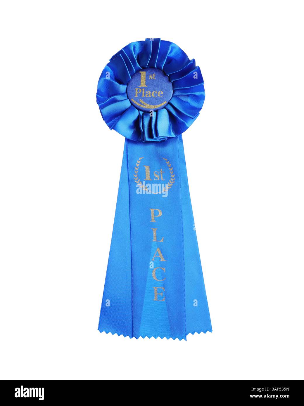 One blue award ribbon on white background Stock Photo - Alamy