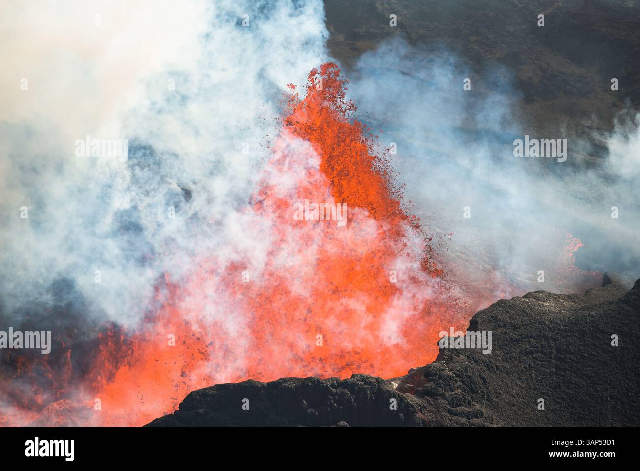 Aerial view of spewing lava during the largest volcanic eruption in ...