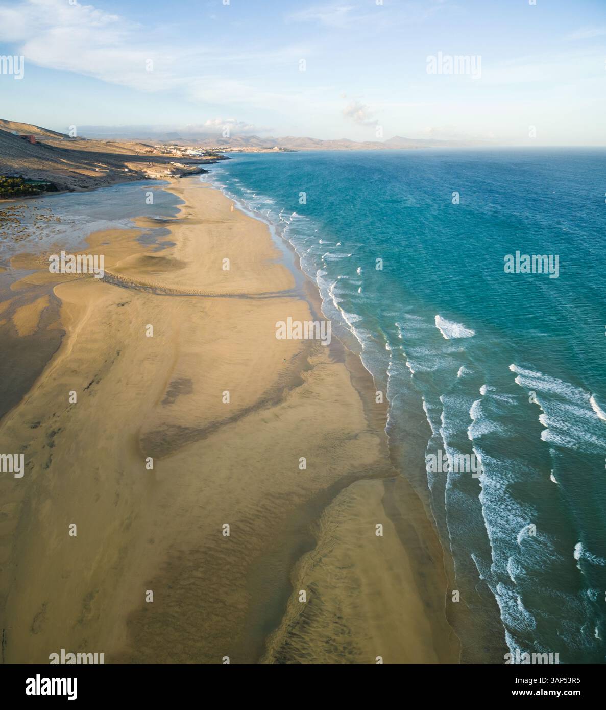 Aerial panoramic view of Sotavento lagoon beach in Fuerteventura ...