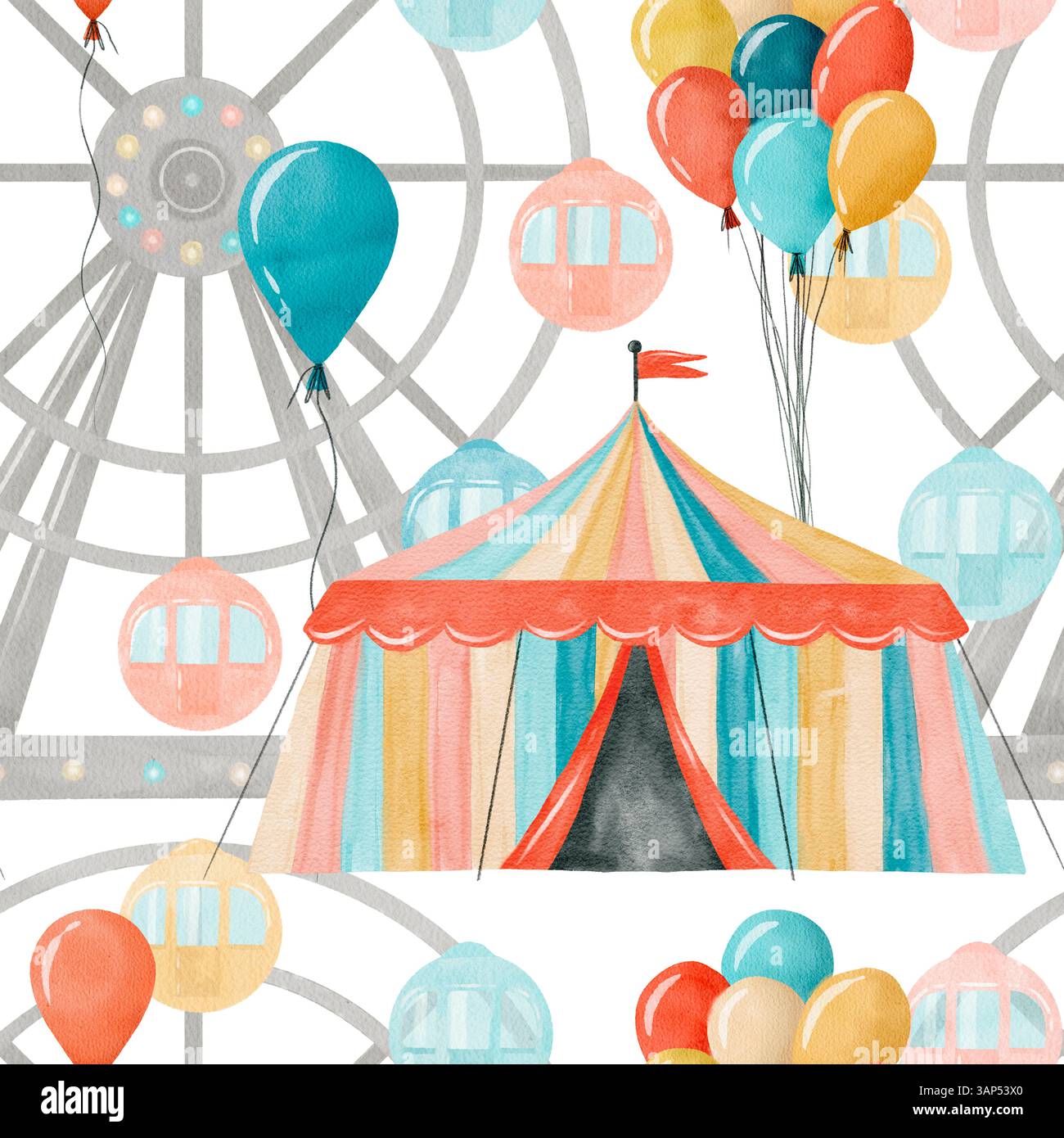 A vibrant and colorful carnival scene, showcasing a large tent ...