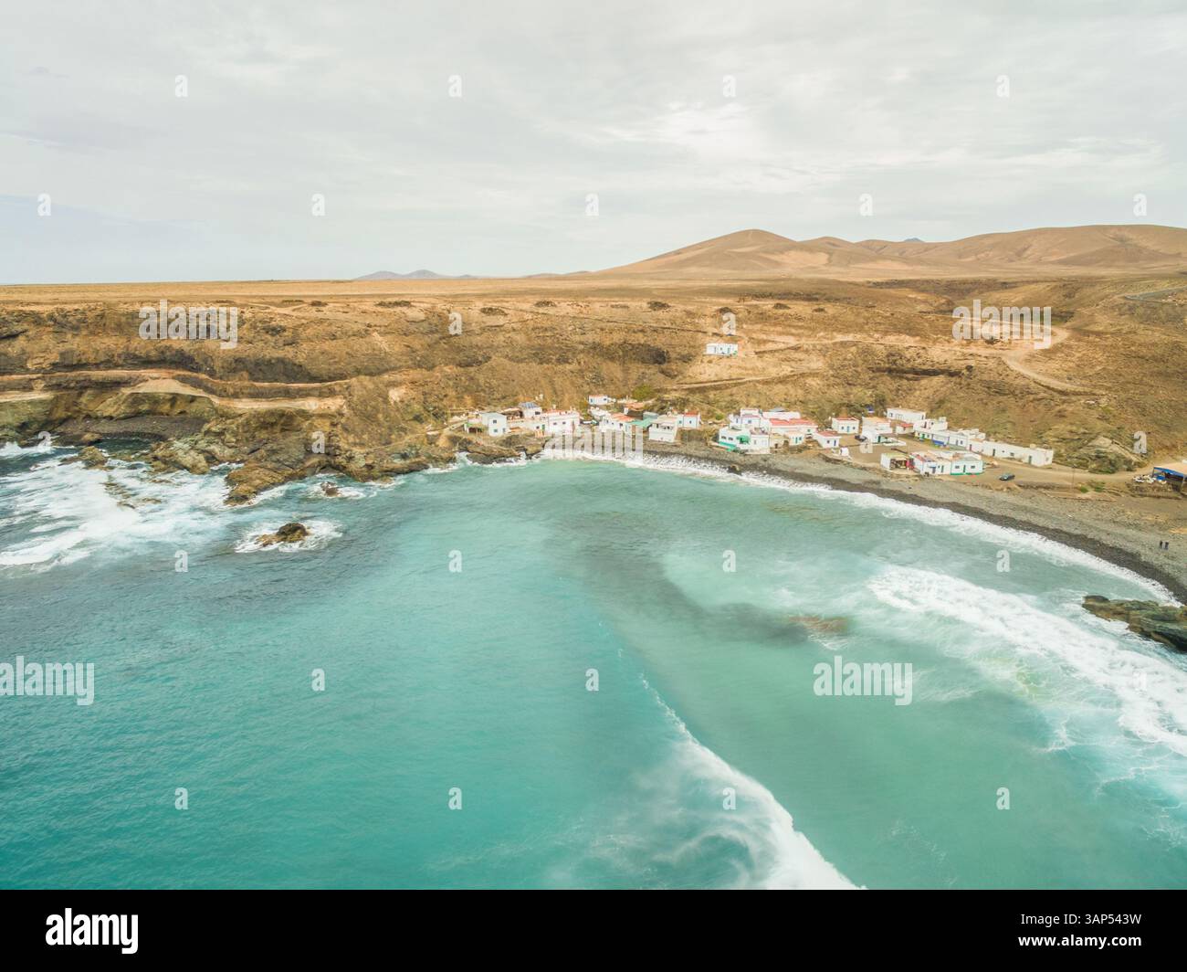 Aerial view of the small village Puertito de Molinos and his hidden ...