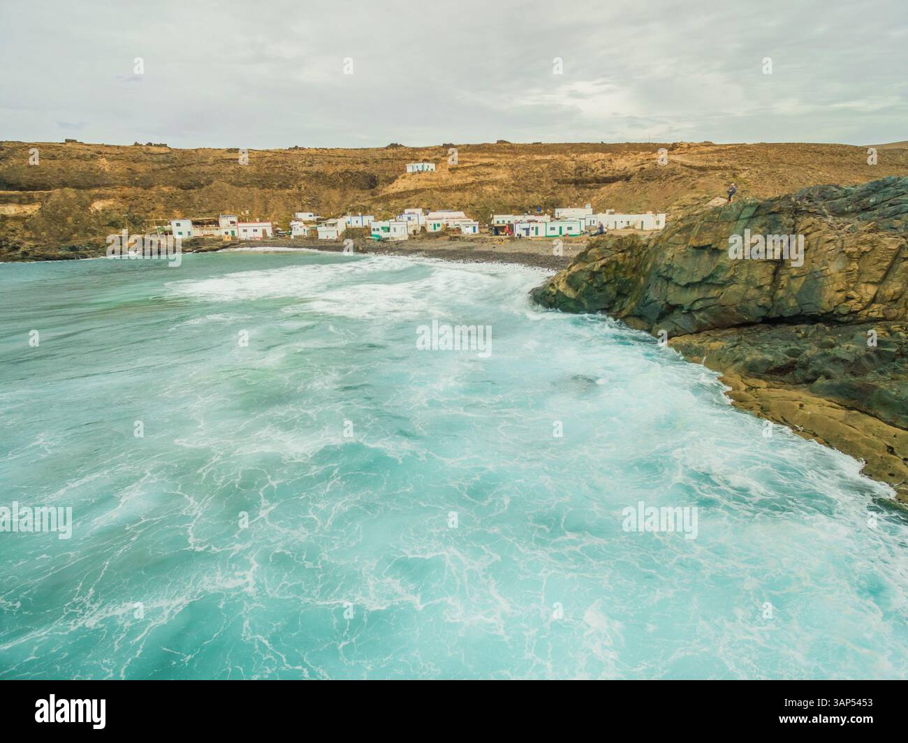 Aerial view of the small village Puertito de Molinos and his hidden ...