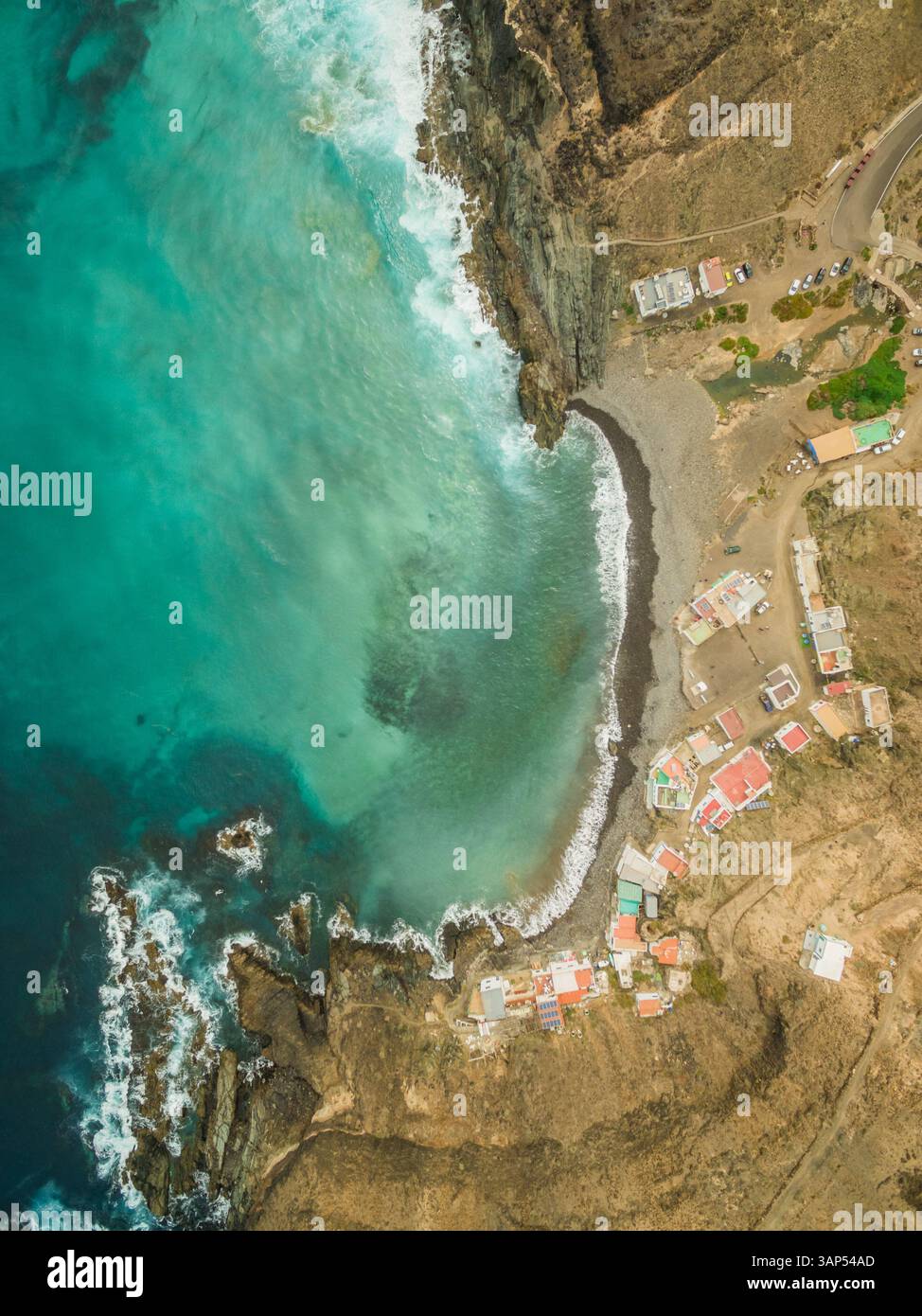 Aerial view of the small village Puertito de Molinos and his hidden ...