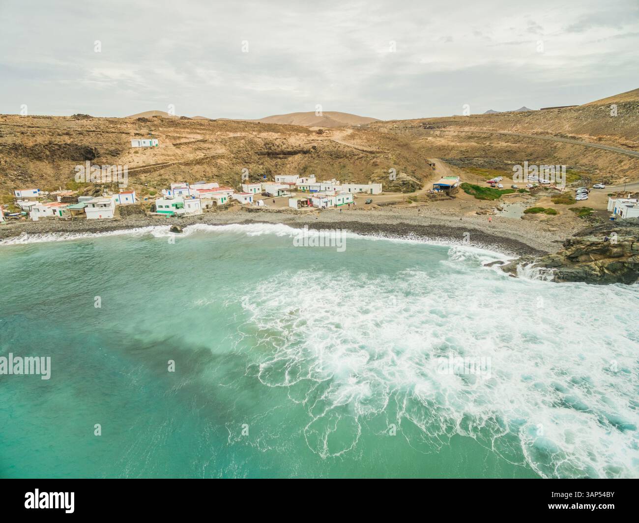 Aerial view of the small village Puertito de Molinos and his hidden ...
