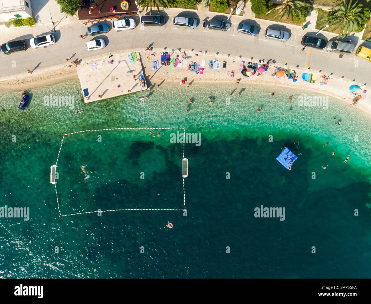 Aerial view of beach at Sumartin coastal line during the summer ...