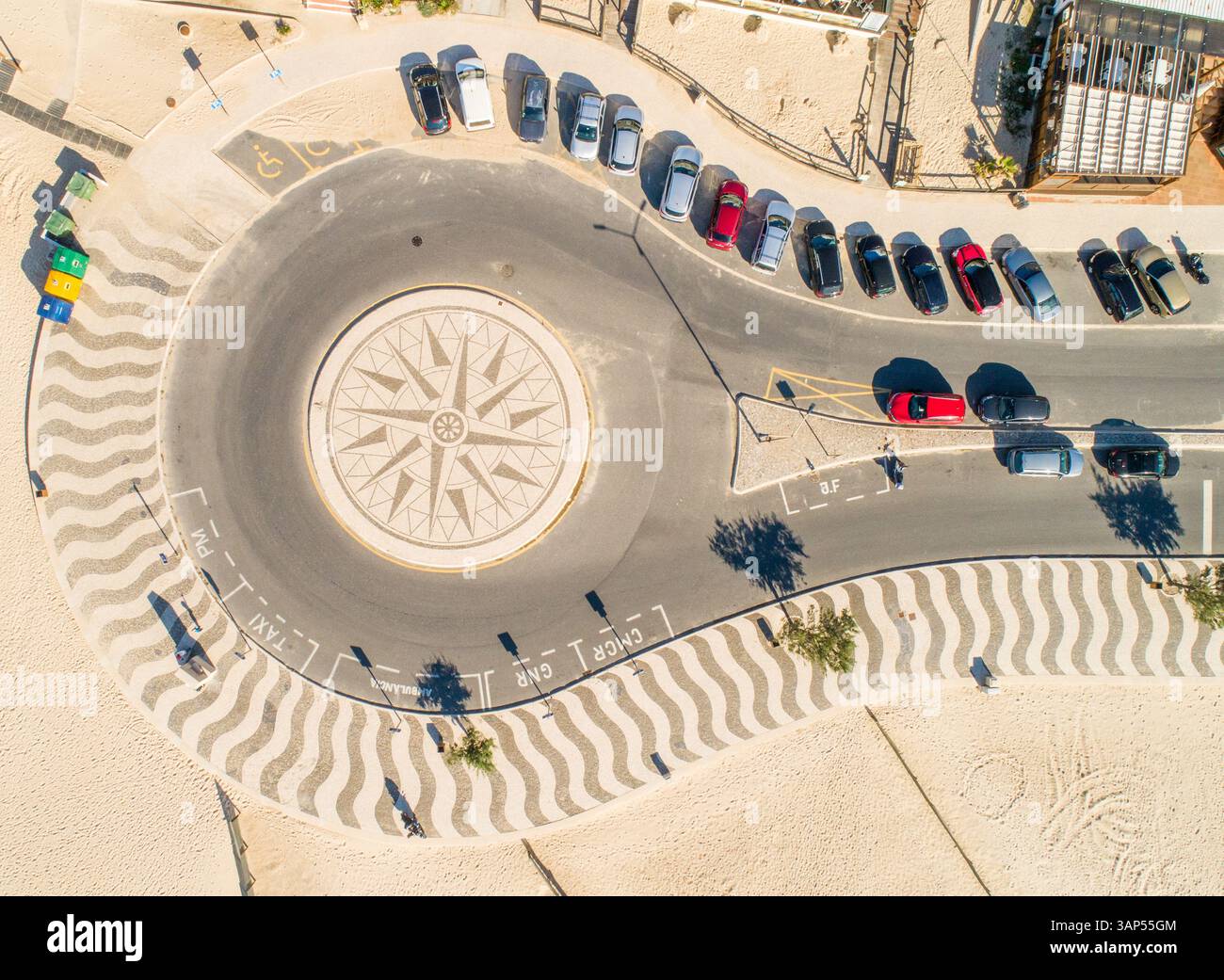 Aerial view of a roundabout on the shore of the beach, Foz do Arelho ...