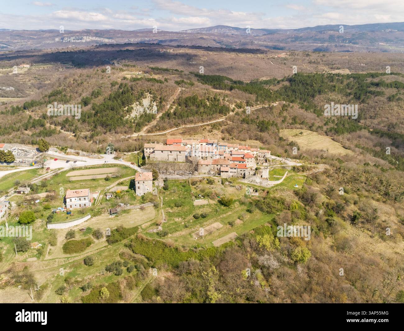 Aerial view of the medieval city of Hum at Istria region, Croatia Stock ...