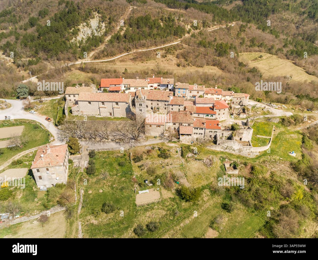Aerial view of the medieval city of Hum at Istria region, Croatia Stock ...