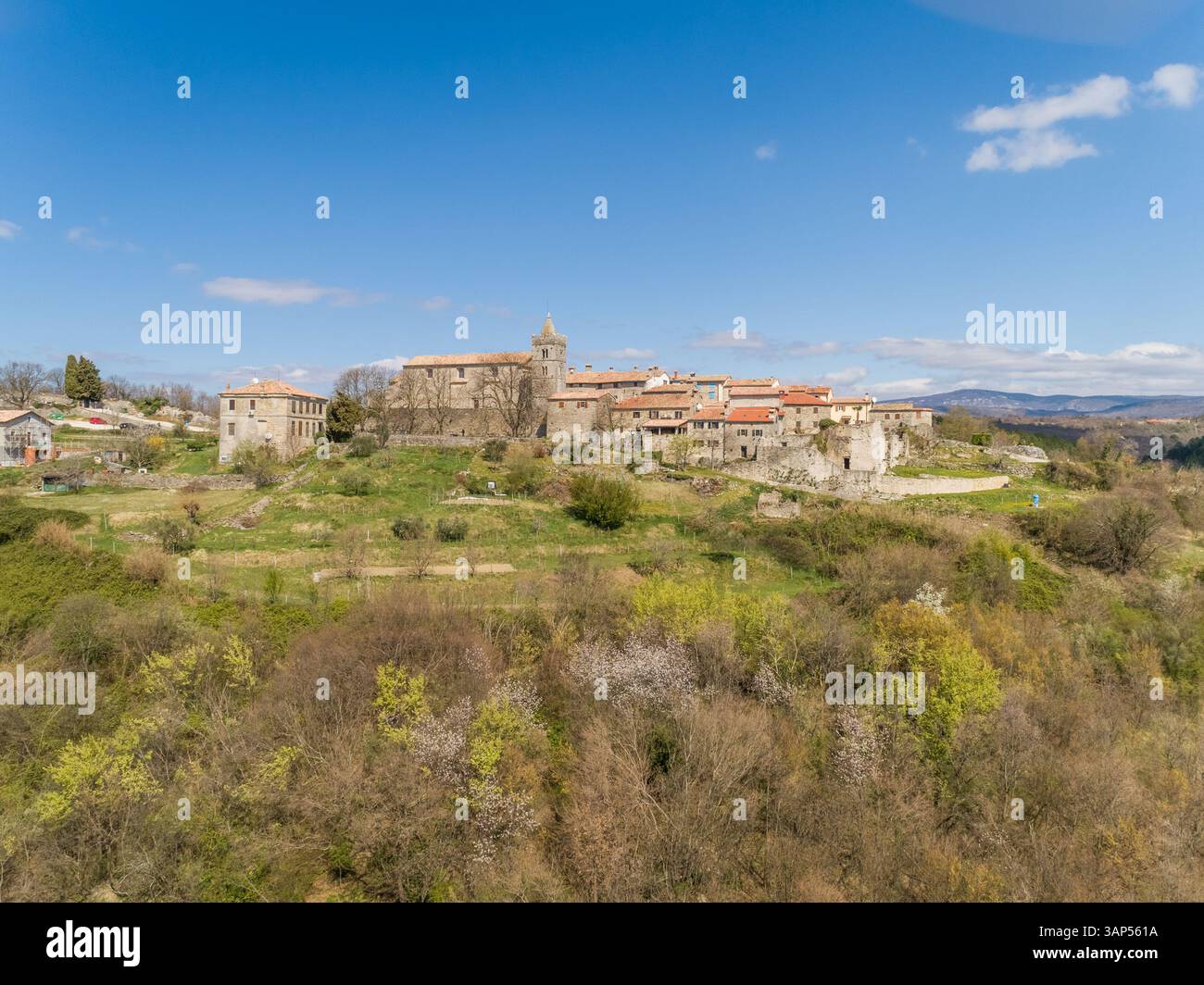Aerial view of the medieval city of Hum at Istria region, Croatia Stock ...
