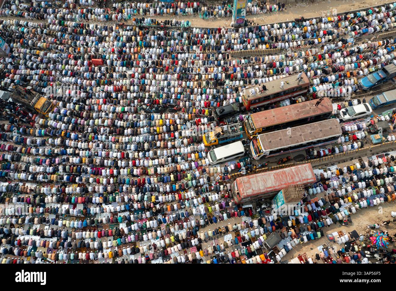 Aerial view of crowded Bishwa Ijtema event in Tongi, Dhaka Division ...