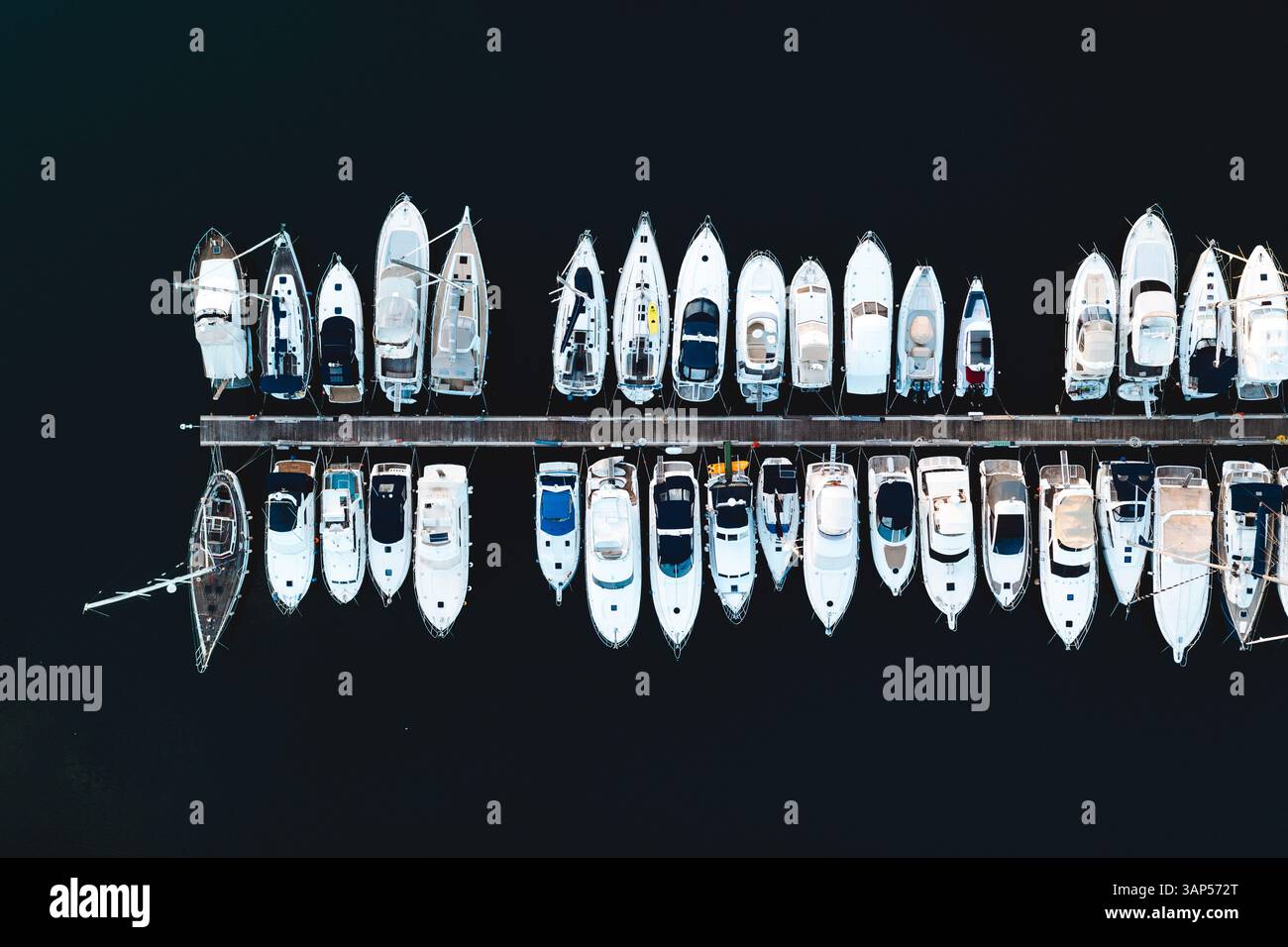 Aerial view of yachts and boats near dock in Msida marina, Malta Stock ...