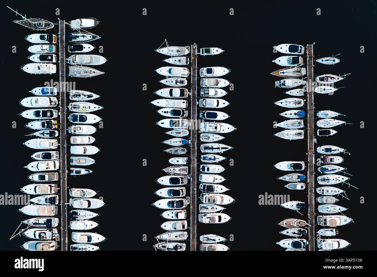 Aerial top down view of yachts and boats in Msida marina, Malta Stock ...