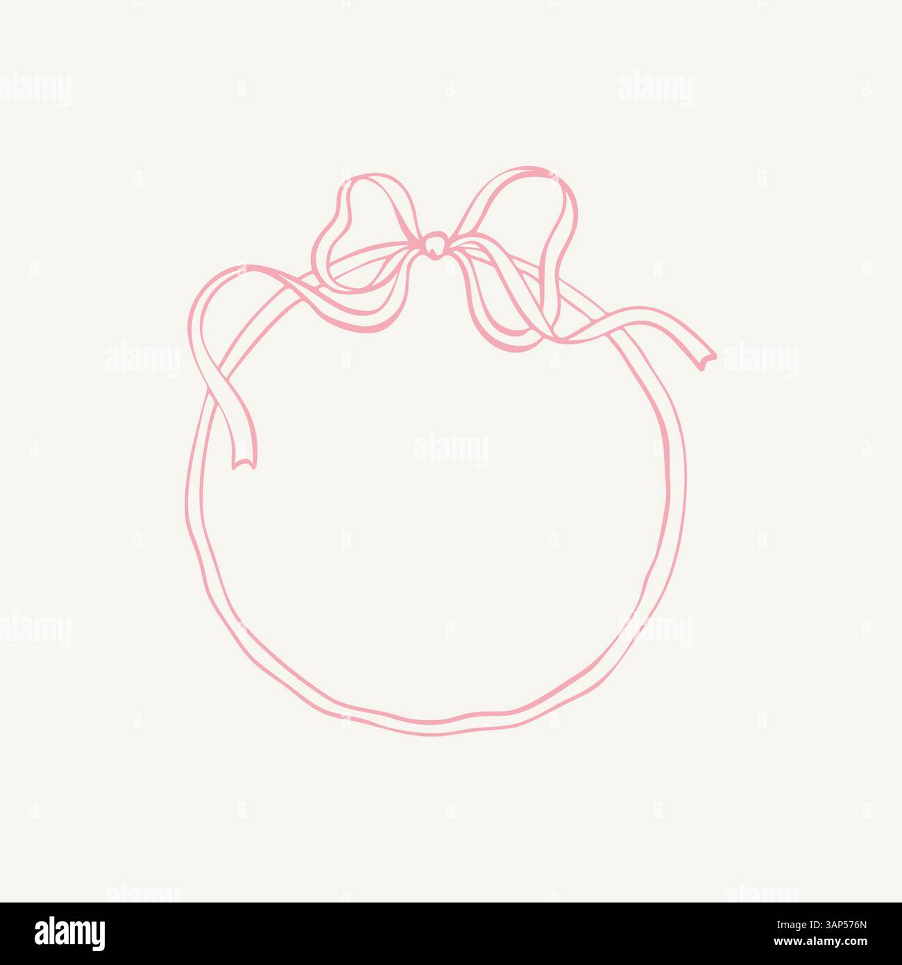 Round ribbon bow frame. Vintage vector illustration. Hand drawn ...
