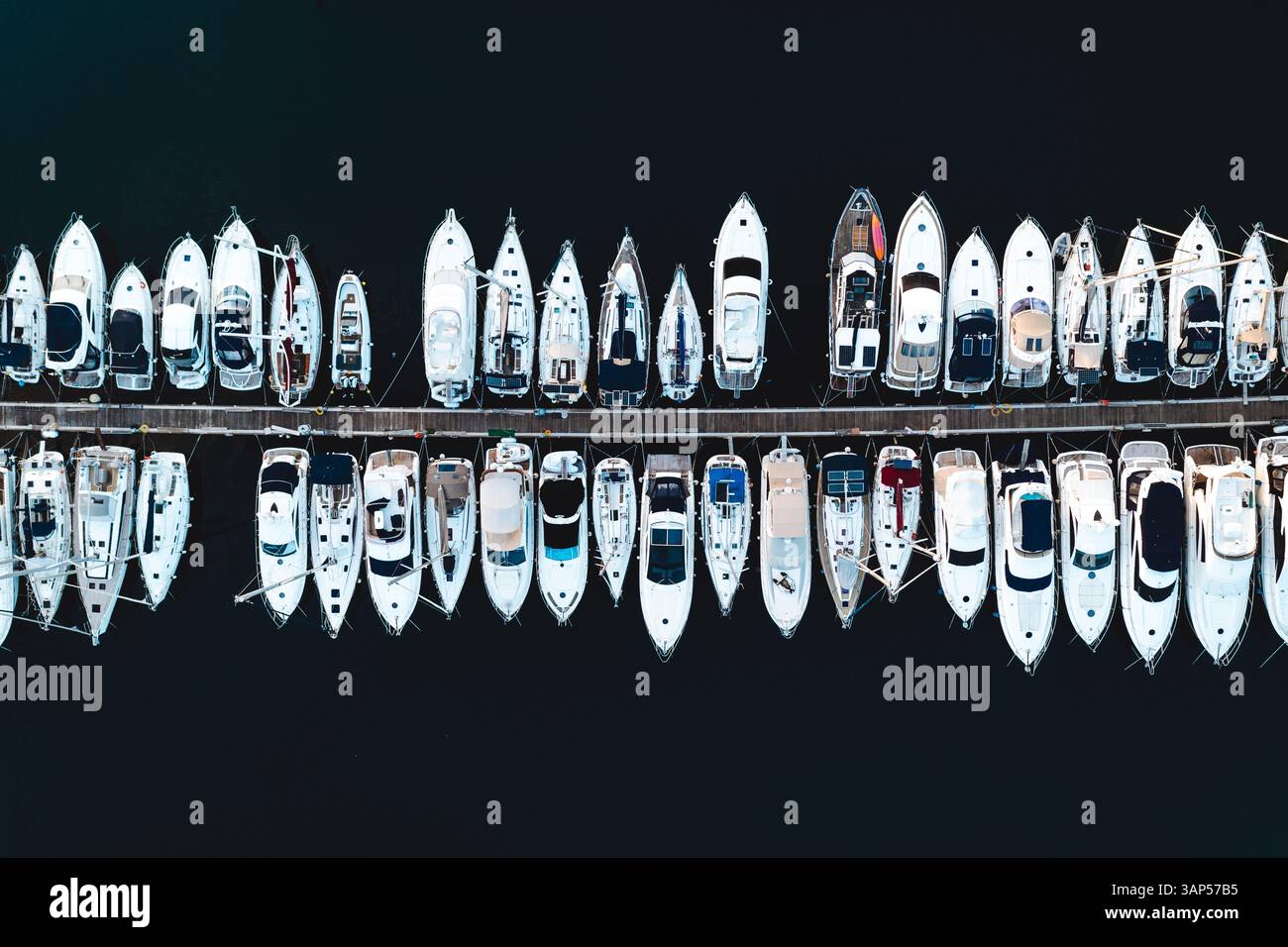 Aerial view of yachts moored near dock in Msida harbour, Malta Stock ...