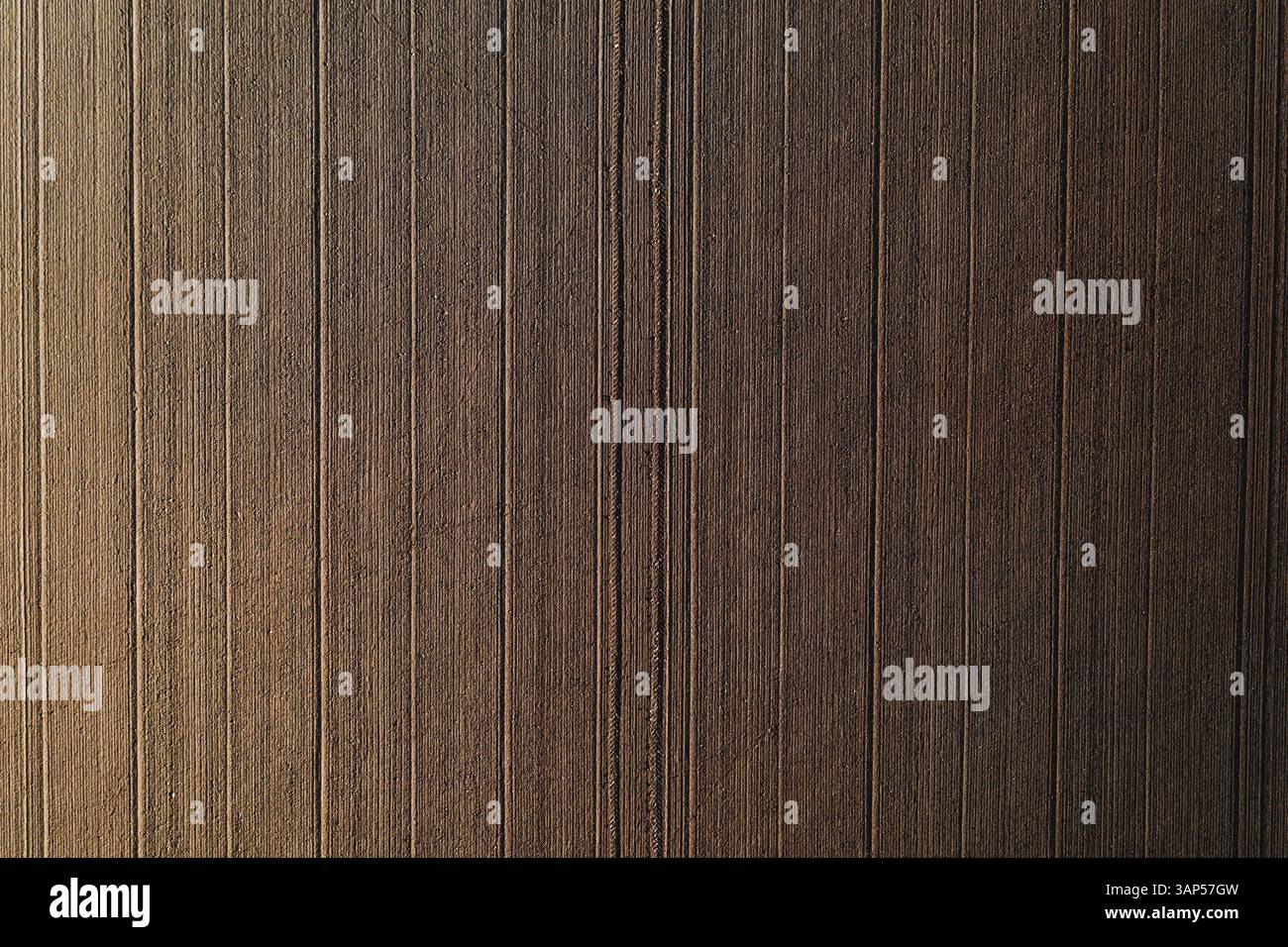 Aerial view of plowed agricultural field soil texture in Spring time ...