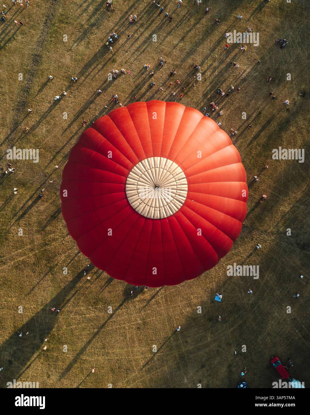 Vilnius, Lithuania - 3 July 2021: Aerial view of hot air balloon from ...